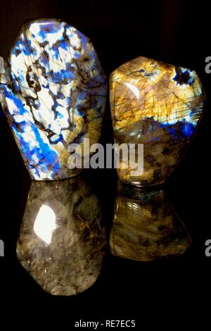 Macro Abstract Photo of a Pair of Labradorite Geological Samples ...