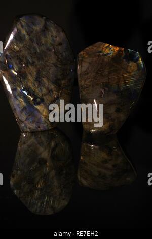 Macro Abstract Photo of a Pair of Labradorite Geological Samples ...