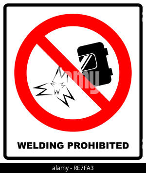 Welding warning sign Stock Photo - Alamy
