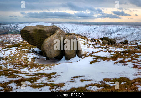 Rock formations on Kinder Scout, a moorland plateau and the highest ...