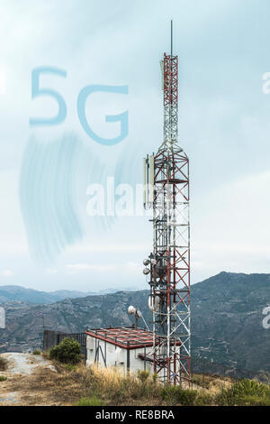 5G antennas and GSM transmitters. Concept for high speed 5G internet ...