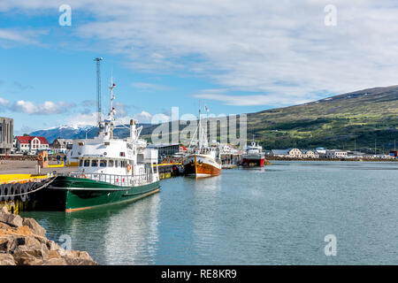 Fishing Ships in Akureyri harbor in Iceland Stock Photo - Alamy