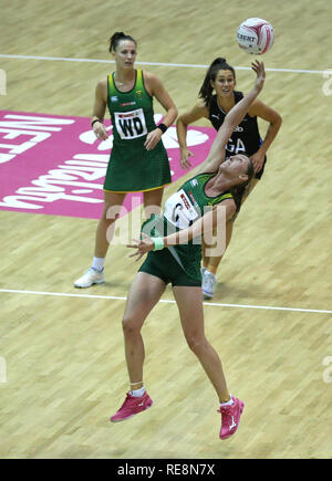 Erin Burger of South Africa (SPAR Proteas) (Green) During Netball Quad ...
