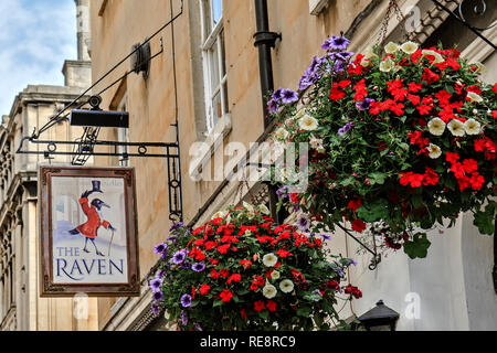 The Raven Pub Sign, Bath, England, UK Stock Photo - Alamy