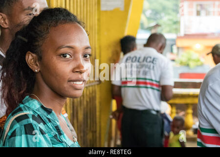 Nosy Be, Madagascar - January 17th, 2019: A police officer, member of ...