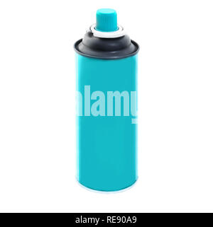 Blue Spray Paint Can on White Background - Close-Up Shot Stock Photo ...