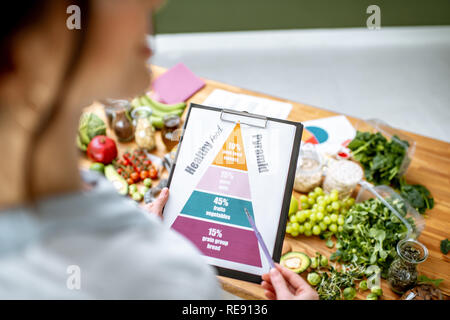 Meal plan with healthy products on white background Stock Photo - Alamy