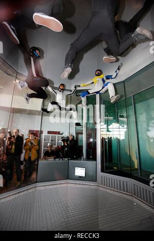 Simulated freefall like a parachute jump, at the Indoor Skydiving ...
