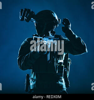 Special operations forces soldier equipped with night vision and an ...