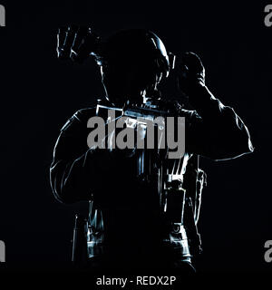 Special operations forces soldier equipped with night vision and an ...
