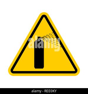 Attention Spray paint bottle. Caution paint can. Red triangle road sign ...