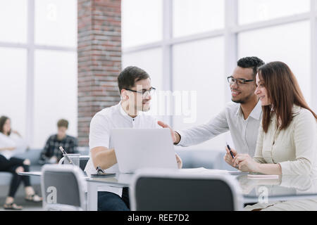 business team is discussing online information Stock Photo - Alamy