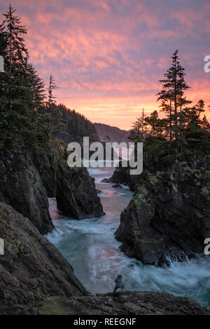 Photographer Marc Muench photographing sunrise at Natural Bridges State ...