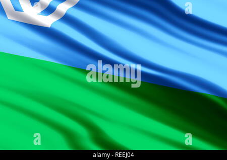 Yugra waving and closeup flag illustration. Perfect for background or ...