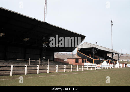 General view of Crook Town AFC Football Ground, Millfield Ground, Crook ...