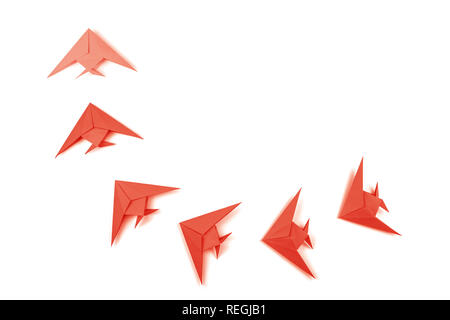Coral origami fishes isolated on white background Stock Photo - Alamy