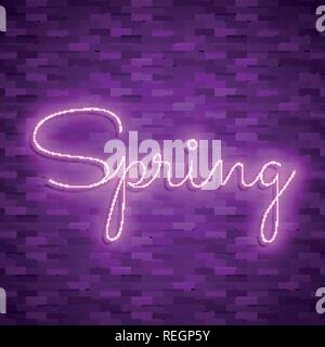 Neon banner spring. Stock vector. Poster for a spring party Stock ...