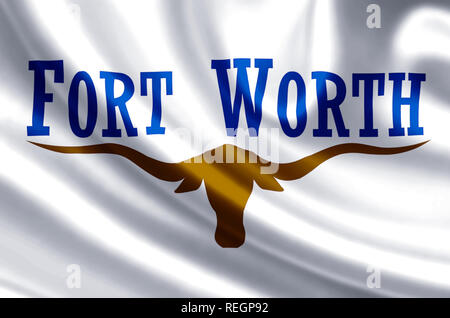 Fort Worth Texas waving and closeup flag illustration. Perfect for ...