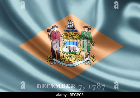 Delaware waving and closeup flag illustration. Perfect for background ...