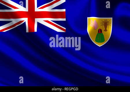 Turks and caicos islands waving and closeup flag illustration. Perfect ...