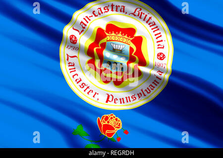 Lancaster Pennsylvania waving and closeup flag illustration. Perfect ...