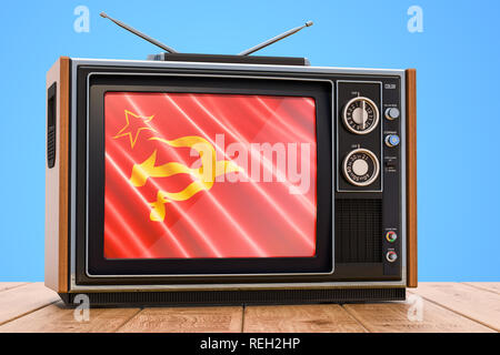 old tv with flag of USSR. Soviet Television concept, 3D rendering Stock ...