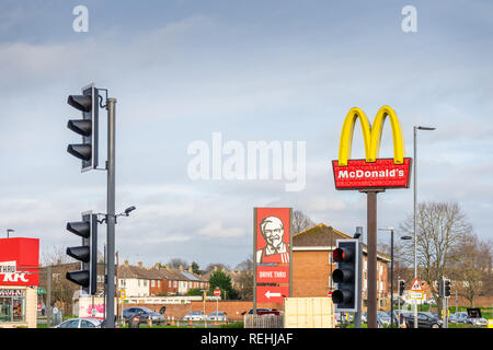 A McDonald's and KFC fast food outlet/ drive through sign in ...