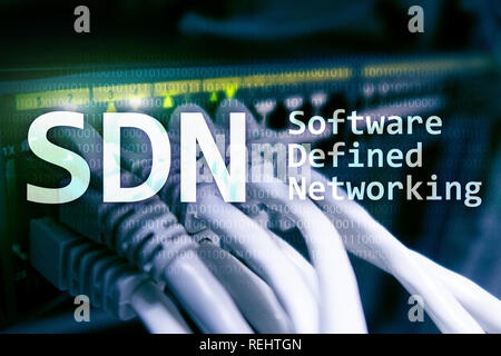 SDN, Software defined networking concept on modern server room ...