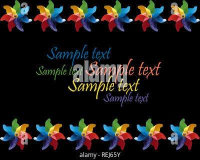 Pinwheel border over blue gradient background Stock Photo - Alamy