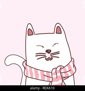 Cat doodle cute. Funny cartoon character. Vector illustration Stock ...