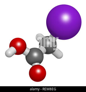 Iodoacetic acid molecule. Toxic alkylating agent. Skeletal formula ...
