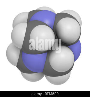 Methenamine molecule. Uses as an antiseptic drug and in solid fuel ...