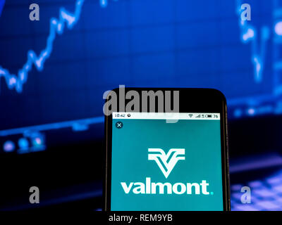 Valmont Industries Manufacturing company logo seen displayed on a smart ...
