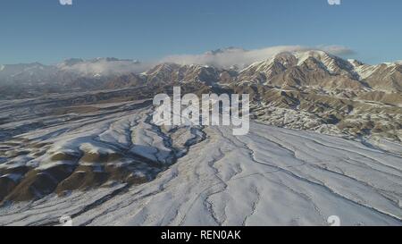 Xinjiang, China. 21st Jan, 2019. Aerial photography of the snow-covered ...