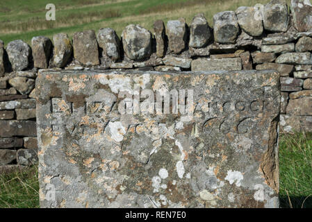 Close up of gravestone in the Riley Graves near Eyam in the Peak ...