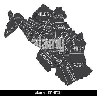 California state map with counties borders and colored congressional ...