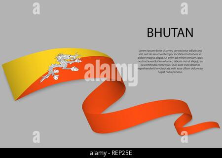 Frame and border of ribbon with Bhutan flag, template elements for your ...