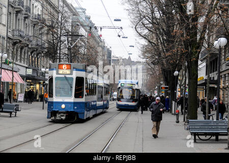 One of Zurich's main shopping streets, Bahnhofstrasse,Switzerland Stock ...