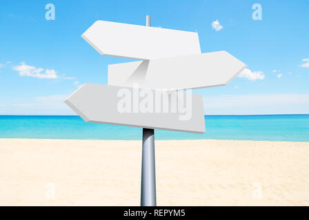 summer travel destinations options. Direction road sign with arrows on ...