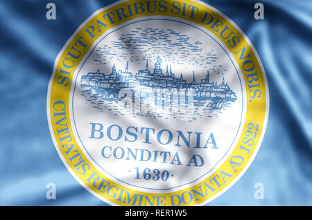Boston stylish waving and closeup flag illustration. Perfect for ...