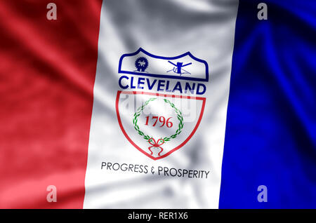 Cleveland stylish waving and closeup flag illustration. Perfect for ...