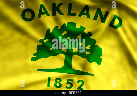 Oakland California waving and closeup flag illustration. Perfect for ...