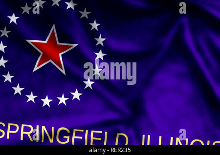 Springfield Illinois stylish waving and closeup flag illustration ...
