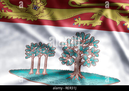 Prince Edward Island stylish waving and closeup flag illustration ...