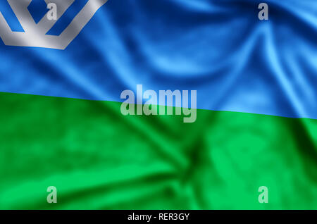 Yugra stylish waving and closeup flag illustration. Perfect for ...