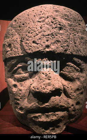 Basalt sculpture, Olmec Head, museum entrance, San Lorenzo Veracruz ...