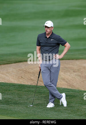 January 20, 2019 Adam Long hits a putt on the 18th hole for birdie ...