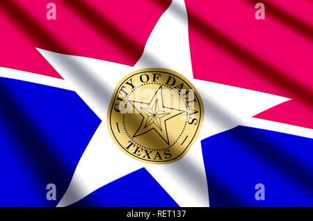 City Of Dallas waving and closeup flag illustration. Perfect for ...