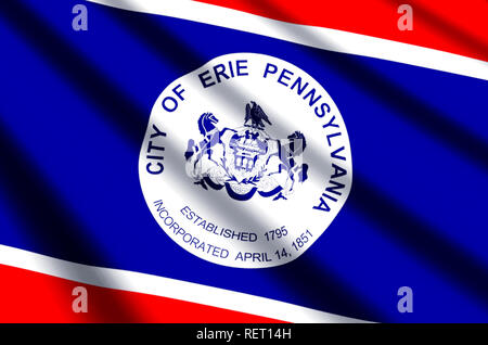 Erie Pennsylvania waving and closeup flag illustration. Perfect for ...