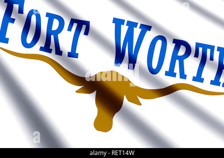 Fort Worth Texas waving and closeup flag illustration. Perfect for ...